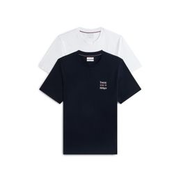 Tommy Hilfiger Herren T-Shirt "2 PACK CHEST GRAPHIC REG TEES", blau, Gr. M, Jersey, Obermaterial: 100% Baumwolle, Shirts