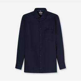 OLYMP Herren Langarmhemd "Luxor"marine, Gr. 41, Web, Obermaterial: 100% Baumwolle, Hemden, Businesshemd, comfort fit, New-Kentkragen