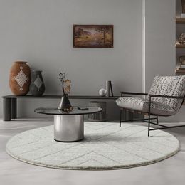 the carpet Teppich &raquo;Bahar Shaggy&laquo; rund 30 mm H&ouml;he Shaggy eleganter Wohnzimmer Teppich Hochflor beige Polypropylen &Oslash; 120cm 1 Stk., 30mm, &Oslash; 120cm