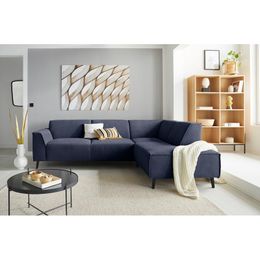 DOMO collection Ecksofa &raquo;Amora, bequem und zeitlos, L-Form&laquo; mit Federkern, Fu&szlig;h&ouml;he passend f&uuml;r g&auml;ngige Saugroboter! blau B/H/T: 263cm x 81cm x 191cm, 