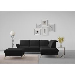Sit & More sit&more Ecksofa &raquo;Fashion L-Form&laquo; wahlweise mit Kopfteilverstellung, Vorziehsitz, motorisch, Nickelf&uuml;&szlig;e schwarz B/H/T: 250cm x 84cm x 207cm, Luxus-