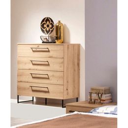 Home Affaire Kommode &raquo;Sardinia, Sideboard mit 4 Schubk&auml;sten, B/T/H: 91x92,5x42cm&laquo; mit 4 Schubladen, mit trendigen schwarzen Griffen und Metallf&uuml;&szlig;e 