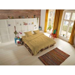 HIP Bettw&auml;sche &raquo; Uni&laquo; 2 Stk. 100% Baumwolle, Mako-Satin, 135x200, Unifarben Wei&szlig;, Rei&szlig;verschluss gelb Satin, Obermaterial: 100% Baumwolle B/L: 135cm x