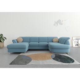 Sit & More sit&more Wohnlandschaft &raquo;Apulia U-Form&laquo; wahlweise Schlaffunktion, Bettkasten und Kopf- und Armteilverstellung blau Webstoff (100% Polyester);Struktur 