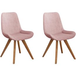 OTTO home Schalenstuhl &raquo;Bratislava&laquo; (Set) 2 Stk.Gestell Eiche massiv ge&ouml;lt, Easy Care-Stoff rosa Holzwerkstoff, Massivholz, Polyester B/H/T: 56cm x 