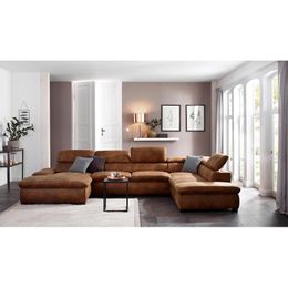 OTTO home Wohnlandschaft &raquo;Alberto U-Form&laquo; mit Kopfteilverstellung, wahlweise mit Schlaffunktion braun 100% Polyester;Microfaser in Antiklederoptik (