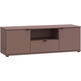 FORTE Lowboard &raquo;Ganymede&laquo; Breite 129,8cm, TV Board, Stauraum, Schublade; Metallgriffe, Kabelf&uuml;hrung orange Holzwerkstoff B/H/T: 129,8cm x 43,9cm x 