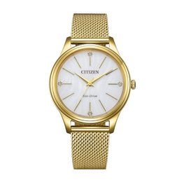 Citizen Damen Solaruhr &raquo;Elegance / Mesh&laquo; Armbanduhr, Damenuhr, Edelstahlarmband, analog gold Einheitsgr&ouml;&szlig;e