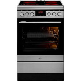 Amica Elektro-Standherd &raquo;5014CE3.313eETsDpHbQ(XvL)SHC 11587 E&laquo; mit 2-fach-Teleskopauszug Komfortables Kochen und Backen mit bequemer Handhabung silber 