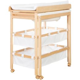 Roba Bade- und Wickelregal &raquo;Baby Pool, natur&laquo; bis 15 kg inkl. herausziehbarer Badewanne und Wickelauflage wei&szlig; 56 cm beige Einheitsgr&ouml;&szlig;e Bade- und 