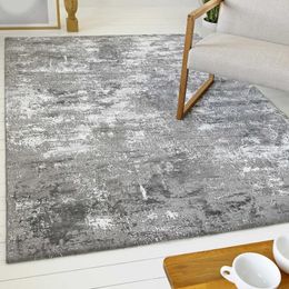 OTTO home Teppich &raquo;Aeliana&laquo; rechteckig 12 mm H&ouml;he weicher Kurzflor, Hoch Tief, Skandi, Vintage, Wohnzimmer, Schlafzimmer grau Polyester B : 80cm 1 Stk
