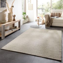 Theko Wollteppich &raquo;Trondheim PO-502&laquo; rechteckig 10 mm H&ouml;he Handweb Teppich, Flachgewebe, reine Wolle, handgewebt, Rauten Muster beige Schurwolle B : 