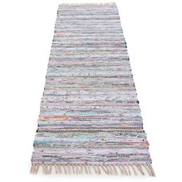 CarpetFine Teppich &raquo;Kelim Chindi, Wendeteppich&laquo; rechteckig 6 mm H&ouml;he handgewebt, Fleckerlteppich mit Fransen, auch vielen in L&auml;ufergr&ouml;&szlig;en beige 
