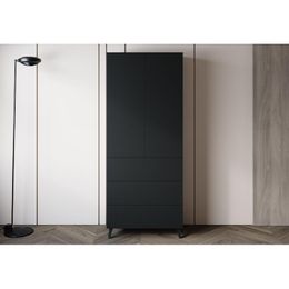 Home Affaire Highboard &raquo;Phuket Hochschrank mit 2 T&uuml;ren und 3 Schubladen&laquo; 1 Stk. tlg. Push-to-Open, verstellbare Einlegeb&ouml;den und viel Stauraum schwarz