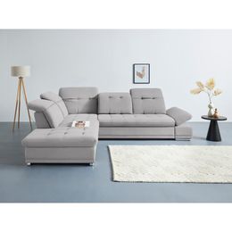 COTTA Ecksofa &raquo;Holiday L-Form mit Sitztiefen-, Armteil- und Kopfteilverstellung&laquo; wahlweise mit Schlaffunktion & Bettkasten grau 90% Polyester, 10% 
