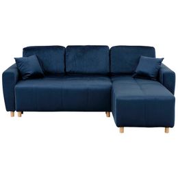 Home Affaire Ecksofa &raquo;Scania L-Form&laquo; wahlweise mit Bettfunktion und Bettkasten blau Microfaer (100% Polyester);Struktur fein (100% Polyester);