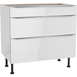 KOCHSTATION Unterschrank &raquo;KS-Aken&laquo; wei&szlig; wei&szlig;, B/H/T: 90cm x 87cm x 58,4cm