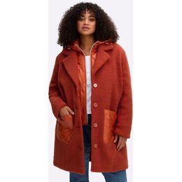 sheego Damen Langmantel, orange, Gr. 56, unifarben, unifarben mit Farbeinsatz, unifarben mit Farbeins&auml;tzen, 100% Polyester, Kapuzenfutter:100%