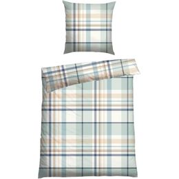 Schiesser Bettw&auml;sche &raquo;Ezra aus weicher Baumwolle und einem wundersch&ouml;nen Karo&laquo; 2 Stk. MADE IN GREEN by OEKO-TEX -zertifiziert blau Renforc&eacute;, Obermaterial: 100% 
