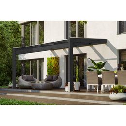 Skan Holz Terrassendach &raquo;Novara&laquo; grau Polycarbonat (PC) B/H/T: 450cm x 258cm x 309cm, farbig lasiert
