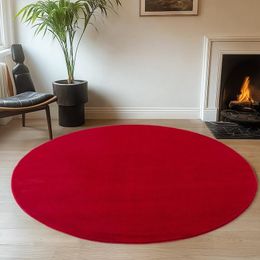 Ayyildiz Teppiche Teppich &raquo;JOY 1400, auch als L&auml;ufer und in Rund erh&auml;ltlich&laquo; rund 11 mm H&ouml;he besonders weich, uni Kurzflor, Wohnzimmer, Kinderzimmer rot Polyester &Oslash; 