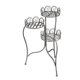 AMBIENTE HAUS Blumenhocker &raquo;Blumenst&auml;nder in grau (H) 70cm&laquo; 1 Stk. tlg. aus Schmiedeeisen mit Pulverbeschichtung f&uuml;r Innen- und Au&szlig;enbereich grau B/H/T: 52cm x 70cm