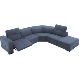 Egoitaliano Ecksofa &raquo;Sauvanne, Designsofa der Extraklasse, elegant und bequem, L-Form&laquo; wahlweise mit elektrischer Relaxfunktion, Kopfteilverstellung blau Leder &raquo;