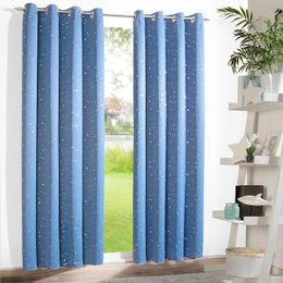 Weckbrodt-Gardinen Vorhang &raquo;Sarin&laquo; &Ouml;sen 1 Stk. tlg. blickdicht, Thermo, w&auml;rme-,k&auml;lteisolierend, abdunkelnd, Gardine, Store blau Microfaser, Polyester 160cm, &Ouml;sen, 135cm