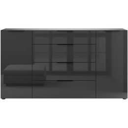 Kommode &raquo;Style&laquo; mit Glasfronten, in zwei Breiten verf&uuml;gbar, 180 cm oder 225 cm schwarz Glas, Holzwerkstoff, Metall, Sicherheitsglas ESG B/H/T: 180cm x