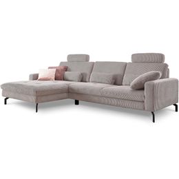 Die PlanBar Ecksofa &raquo;MP-IN20110 L-Form mit Kaltschaum-Polsterung&laquo; optional mit Funktionen erh&auml;ltlich rosa 100% Polyester B/H/T: 302cm x 87cm x 178cm, 