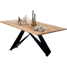 Sit Esstisch &raquo;Como aus Wildeiche massiv ge&ouml;lt mit 40-mm-Platte & Cross-Base-Gestell&laquo; 1 Stk. tlg. Ge&ouml;lte Wildeiche mit nat&uuml;rlicher Maserung und 