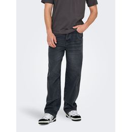 Only & Sons ONLY & SONS Herren Relax-fit-Jeans "ONSFADE LOOSE BOX TAI DNM MU OTL"washed schwarz, Gr. 29, Abriebeffekte, Denim/Jeans, Obermaterial: 100%
