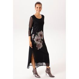Aniston CASUAL Damen Maxikleid, schwarz, Gr. 36, bedruckt, gebl&uuml;mt, Netz, Obermaterial: 95% Polyester, 5% Elasthan. Futter: 100% Polyester, Kleider,