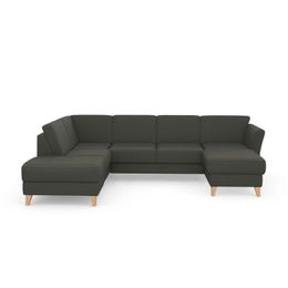Sit & More sit&more Wohnlandschaft &raquo;Visby U-Form&laquo; wahlweise mit Schlaffunktion und Stauraum, frei im Raum stellbar grau B/H/T: 303cm x 87cm x 213cm, Struktur 