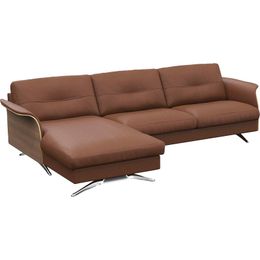 FLEXLUX Ecksofa &raquo;Glow, super bequem durch hochwertigem Sitzaufbau mit Federkern, L-Form&laquo; Modernes skandinavisches Design braun 100% Echteder B/H/T: 