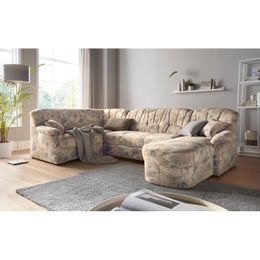DOMO collection Wohnlandschaft &raquo;Bahia U-Form, B/T: 308/200 cm, mit Federkern, belastbar bis 140kg/Sitz&laquo; Microfaser MELROSE , mocca braun Luxus-