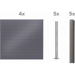 Alberts Dichtzaun &raquo;Palitio, Profilh&ouml;he 150 mm&laquo; Aluminium, verschiedene Dekore und L&auml;ngen grau Aluminium H/L: 180cm x 8m