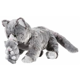Heunec Kuscheltier &raquo;Natureline Softissimo Katze mit Baby&laquo; grau Einheitsgr&ouml;&szlig;e Kuscheltier