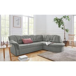 DOMO collection Ecksofa &raquo;Pegnitz, zeitlose und elegante R&uuml;ckensteppung, Breite 246cm, L-Form&laquo; wahlweise mit Bettfunktion grau 100% Polyester B/H/T: 