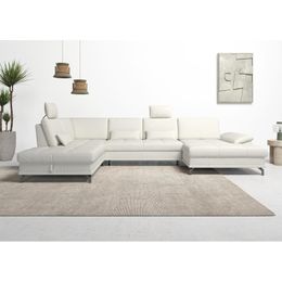 OTTO home Wohnlandschaft &raquo;Costello U-Form, B: 363 cm mit Sitztiefen-, Armteilverstellung &&laquo; 3 Nierenkissen, optional Schlaffunktion & Bettkasten wei&szlig; 