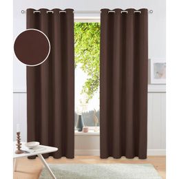 OTTO home Vorhang &raquo;Parry&laquo; &Ouml;sen 2 Stk. tlg. 2-er Set, blickdicht, monochrom, basic braun Polyester, Recyceltes Material 145cm, &Ouml;sen, 140cm