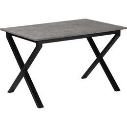 OTTO home Esstisch &raquo;Boddhi&laquo; schwarzes Metallgestell, Plattenvarianten w&auml;hlbar, sowie Gr&ouml;&szlig;en grau B/H/T: 120cm x 75cm x 80cm