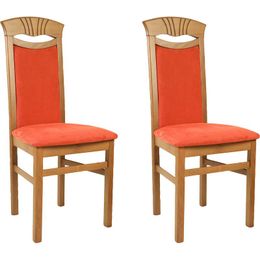 Home Affaire Esszimmerstuhl &raquo;Franz&laquo; (Set) 2 Stk.strapazierf&auml;hige Microfaser, Gestell Buche natur oder wei&szlig;, Holzstuhl orange Massivholz B/H/T: 46cm x 