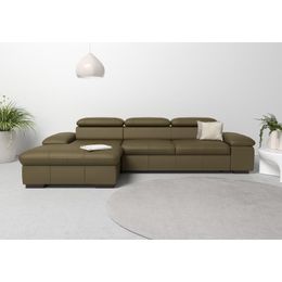 OTTO home Ecksofa &raquo;Alberto L-Form&laquo; mit Kopfteilverstellung, wahlweise mit Schlaffunktion gr&uuml;n Luxus-Microfaser Lederoptik (100% Polyester);Luxus-