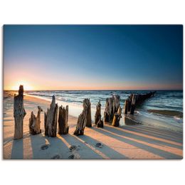 Artland Wandbild &raquo;Sonnenuntergang Strand Wellenbrecher&laquo; Meer Bilder 1 Stk. tlg. als Alubild, Leinwandbild in verschied. Gr&ouml;&szlig;en braun B/H/T: 80cm x 60cm, 