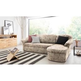 DOMO collection Ecksofa &raquo;Pegnitz, elegante R&uuml;ckensteppung, kompakte Stellma&szlig;e 238/141cm, L-Form&laquo; wahlweise mit Bettfunktion braun 100% Polyester B/H/T