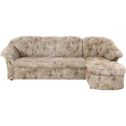 DOMO collection Ecksofa &raquo;Pegnitz, elegante R&uuml;ckensteppung, kompakte Stellma&szlig;e 238/141cm, L-Form&laquo; wahlweise mit Bettfunktion braun 100% Polyester B/H/T