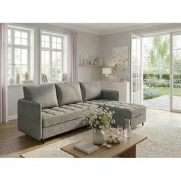 Ecksofa &raquo;LINDHUS, Chenille, L-Form, Breite 194cm, verschiedene Stellvarianten&laquo; Recamiere, Stauraum, Modulsofa grau 100% Polyester B/H/T: 194cm x 80cm 