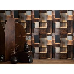 Livingwalls living walls Fototapete &raquo;The Wall 4 Graphics &ndash; Moderne Holzwandverkleidung Vlies-Fototapete&laquo; 3D-Optik Holz matt leicht strukturiert Moderne 