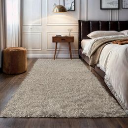 OTTO home Hochflor-Teppich &raquo;Banji&laquo; rechteckig 37 mm H&ouml;he Uni Farben, weich und flauschig, auch als L&auml;ufer & in rund erh&auml;ltlich beige Polypropylen (PP)